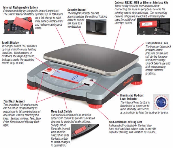 Ohaus Navigator Balances with Touchless Sensors